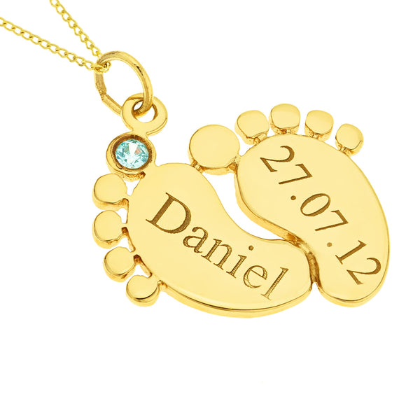 Baby Feet Personalized Pendent Necklace for Boys in Gold – Little Gold ...