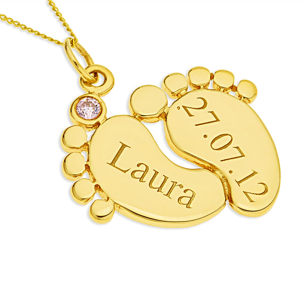 Baby Feet Personalized Pendent Necklace for Girls in Gold – Little Gold ...